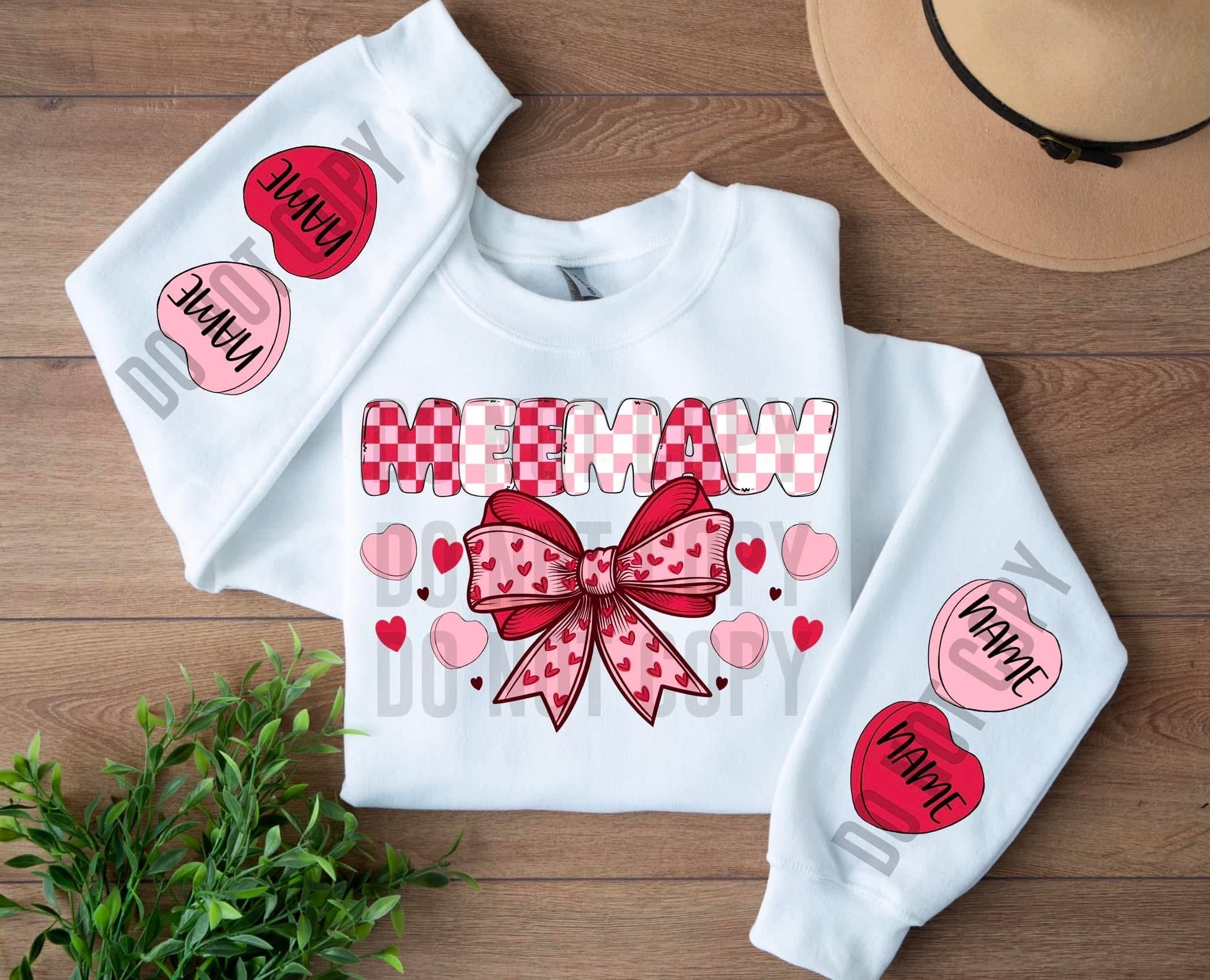 Meemaw DTF Transfer “Leave name for sleeve hearts in checkout notes ...