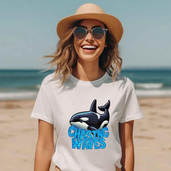 Chasing Waves Orca Whale DTF Transfer – Top Notch Transfers OKC