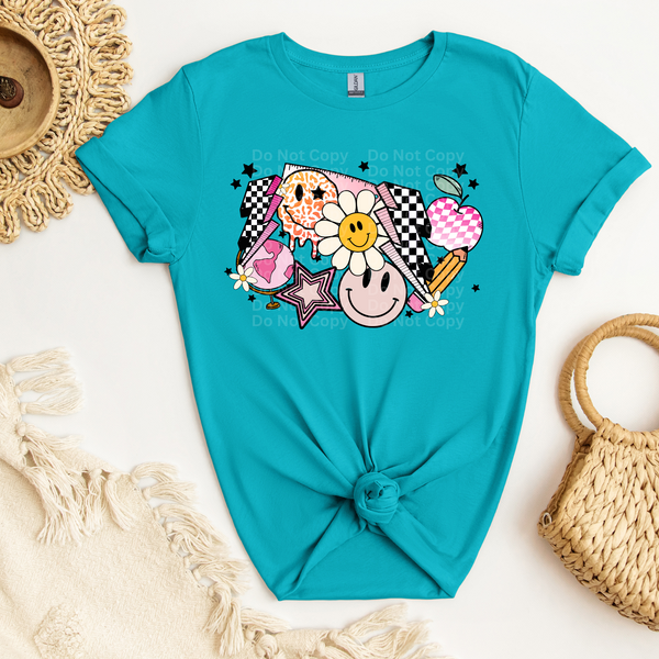 School Flower/Smiley Collage DTF Transfer – Top Notch Transfers OKC