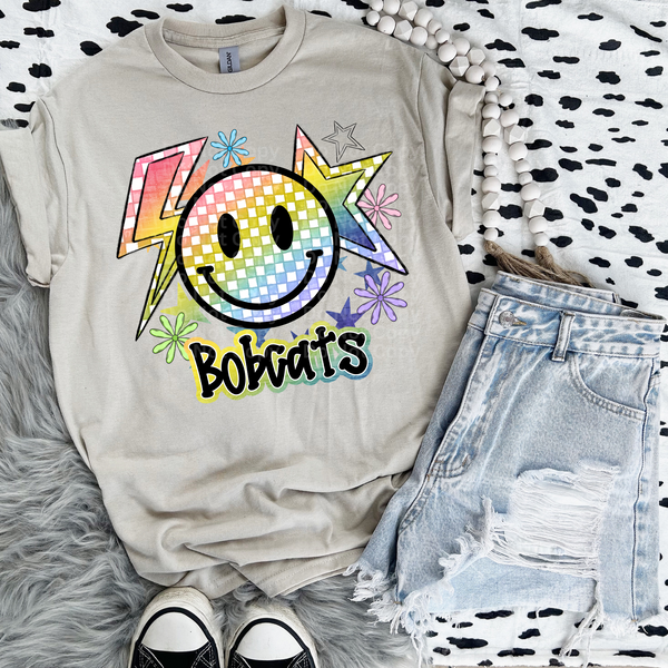 Bob Cats Checkered Smiley DTF Transfer – Top Notch Transfers OKC