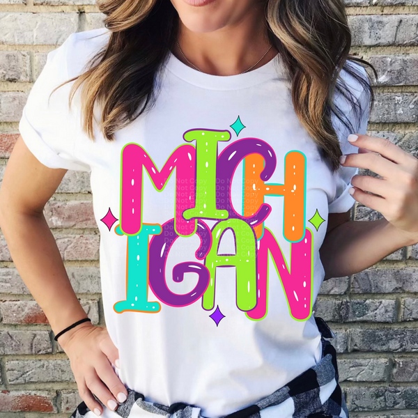 Michigan - Neon States DTF Transfer – Top Notch Transfers OKC