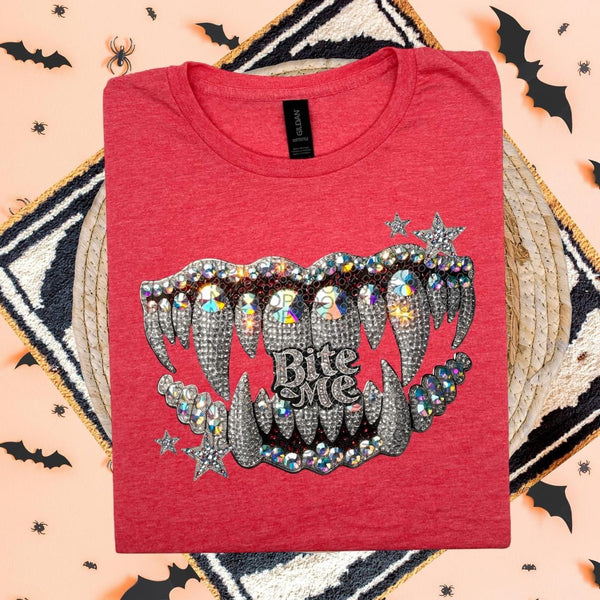 Bite Me Fangs Faux Rhinestone DTF Transfer – Top Notch Transfers OKC
