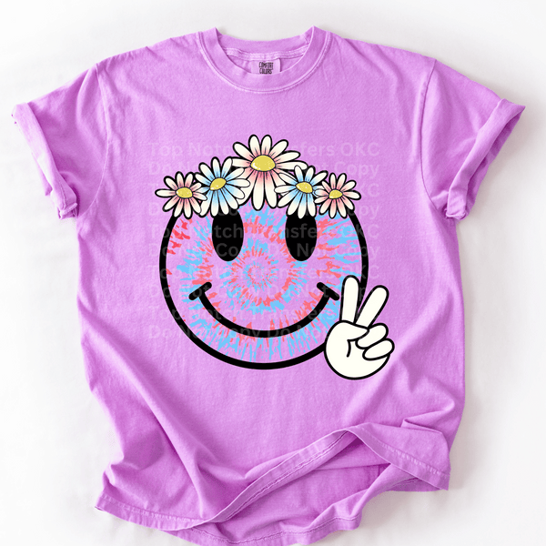 Tie Dyed Smiley Face DTF Transfer – Top Notch Transfers OKC