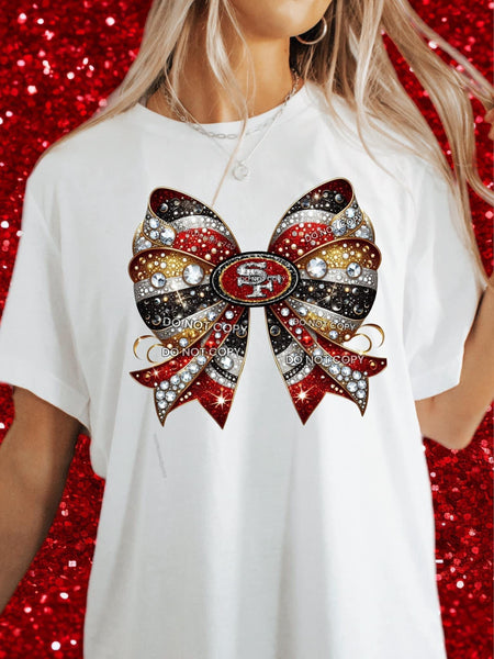 Niners Bow DTF Transfer – Top Notch Transfers OKC