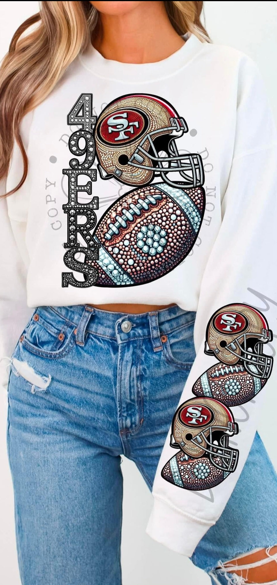 Rhinestones Niners 2 DTF Transfer – Top Notch Transfers OKC