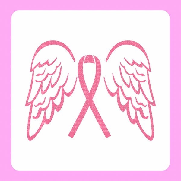 Angel wings Pink Ribbon DTF Transfer – Top Notch Transfers OKC